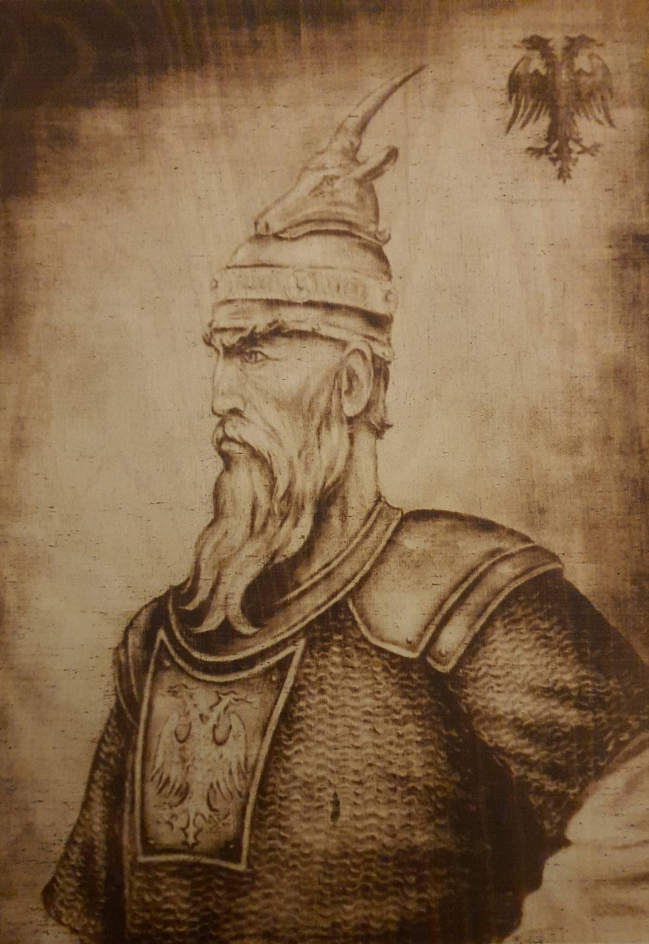 Art & Collectibles Wood & Linocut Prints Gjergj Kastrioti Skenderbeu ...