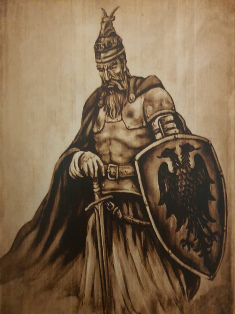 Gjergj Kastrioti Skenderbeu,photo Burned on Wood Pyrography. ( A4 Size ...