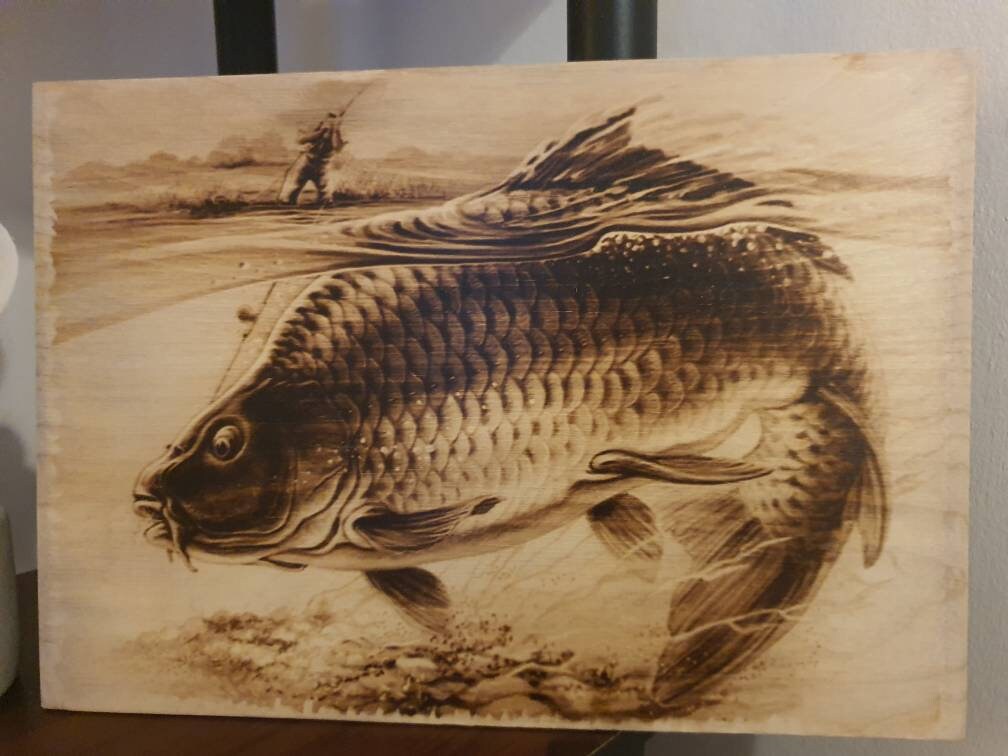 Dad is Fishing Image Burned on Wood Pyrography Customise Write Your ...