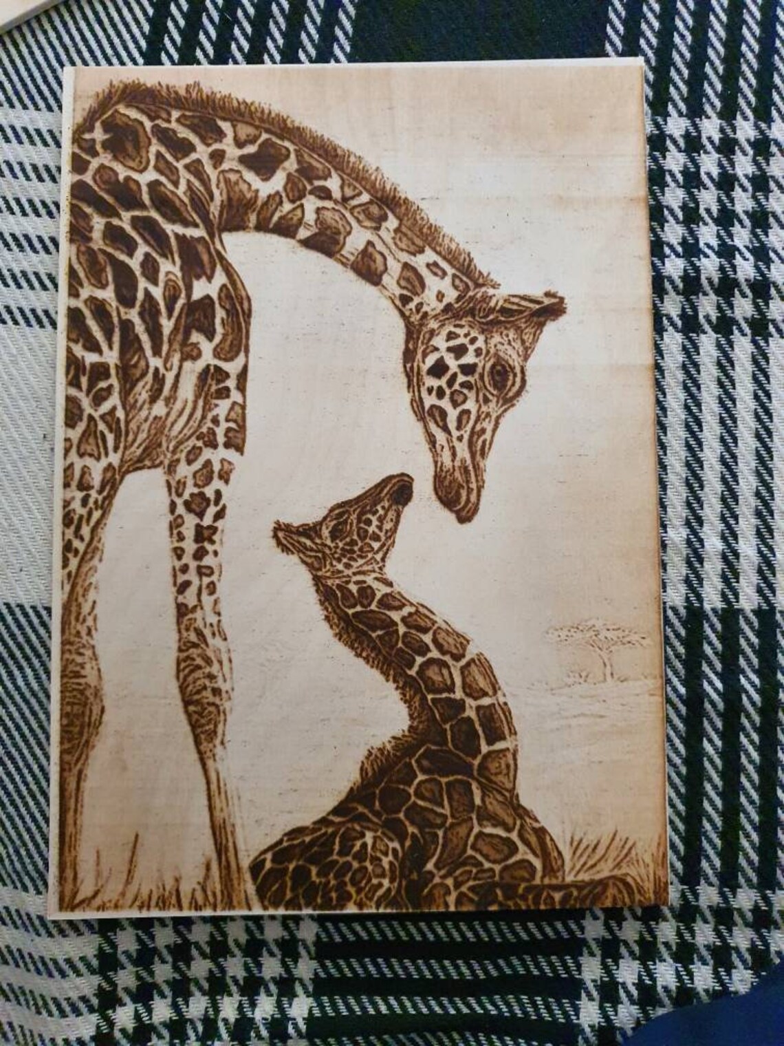Giraffe Mother and Her Baby,burned Image on Wood Pyrography(a4 Size) - Etsy