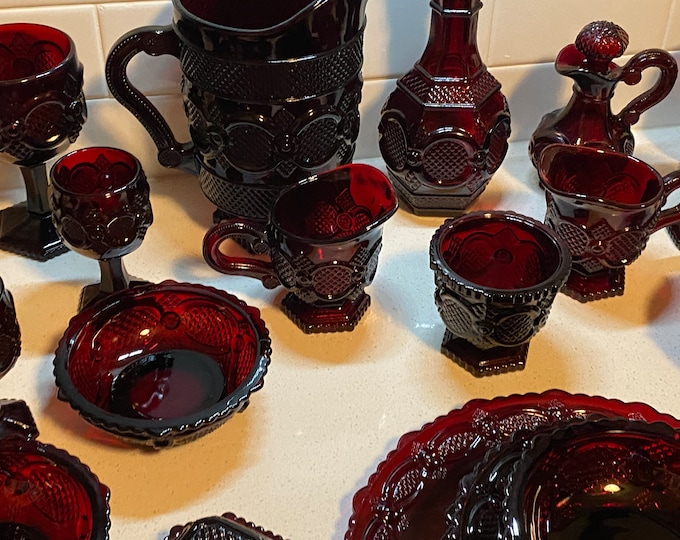 1876 Cape Cod Collection Vintage by Avon Ruby Red Glass MANY OPTIONS ...