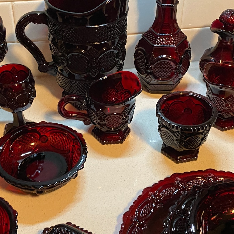 Avon Red Dishes - Etsy