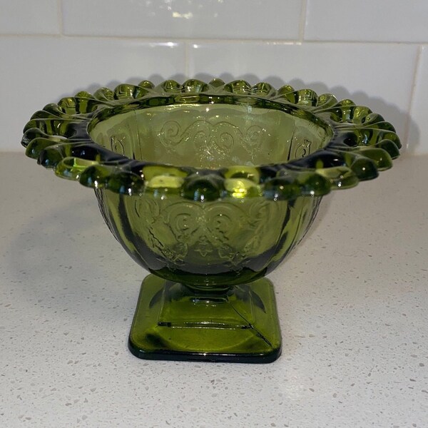 Green Glass Compote - Etsy