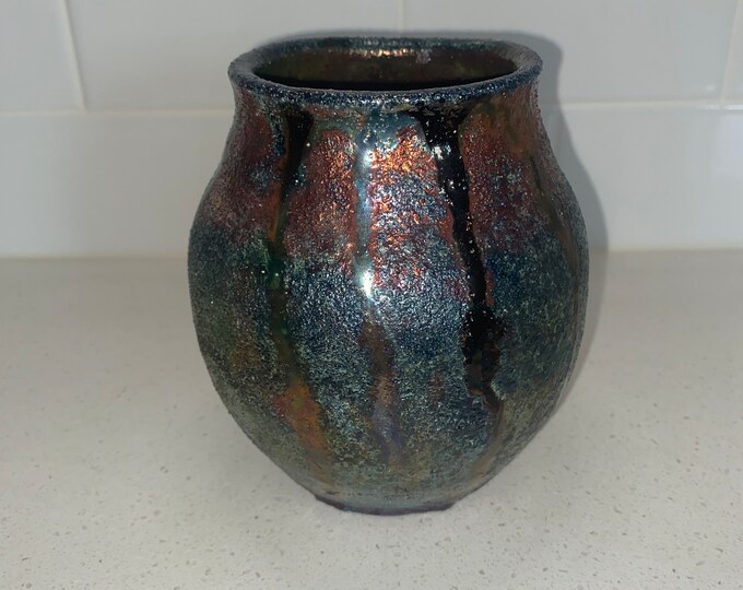 Raku Vase Coppery Metallic Tones Colors - Etsy