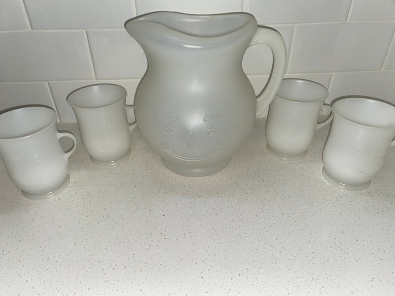 Kool-aid Pitcher and FOUR Kool-aid Cups SET Vintage - Etsy