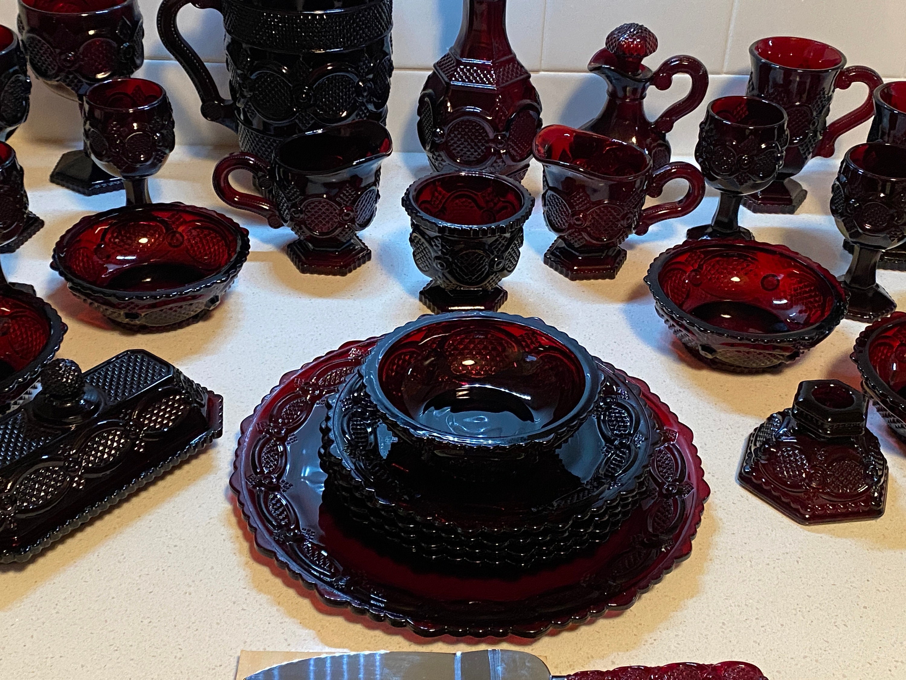 1876 Cape Cod Collection Vintage by Avon Ruby Red Glass MANY OPTIONS ...
