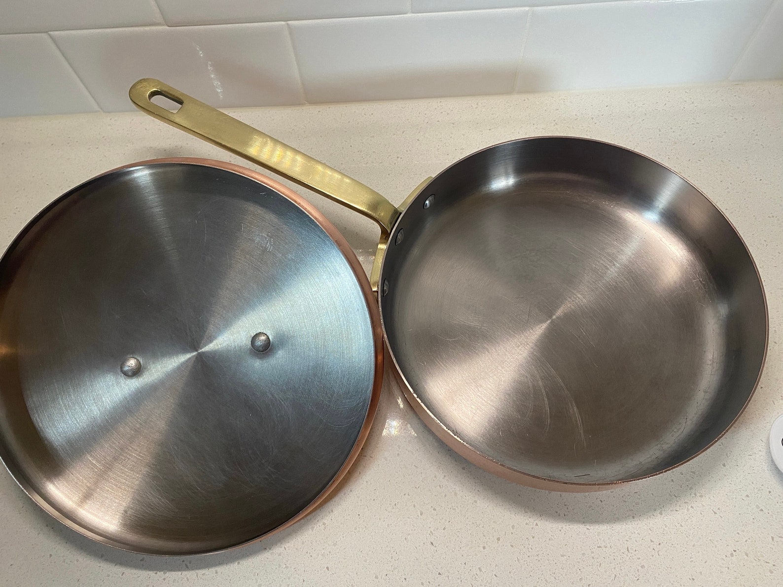 Castle Copper Pan With Lid & Brass Handles Ireland Vintage Chefs Pan - Etsy
