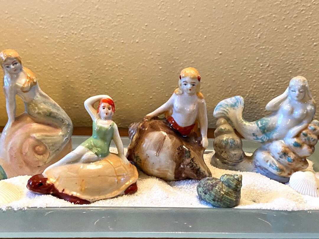 Bathing Beauties Occupied Japan Bisque Mermaids on Shells SET of 4 - Etsy