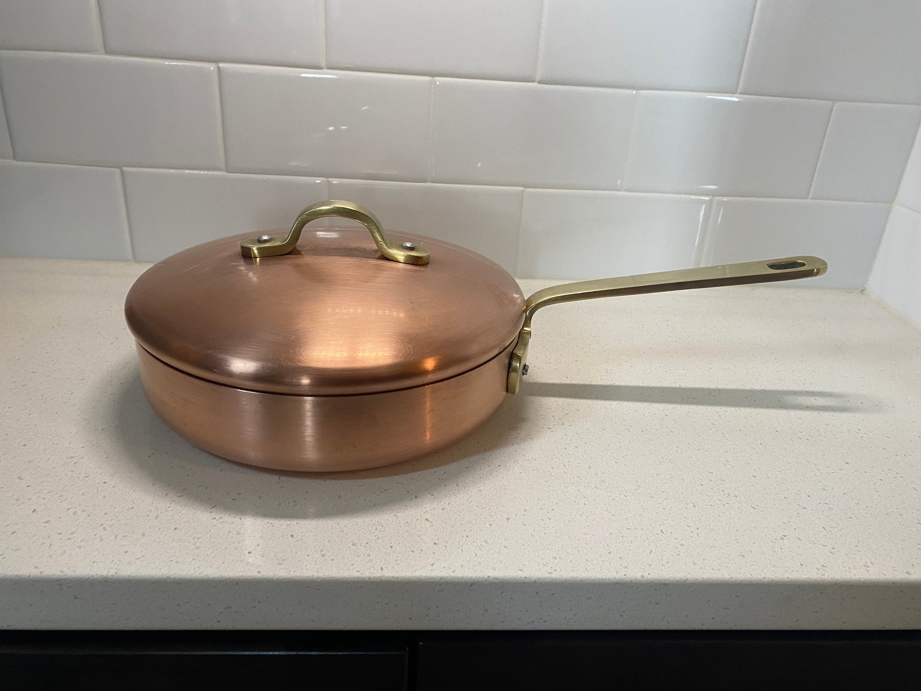 Castle Copper Pan With Lid & Brass Handles Ireland Vintage Chefs Pan - Etsy