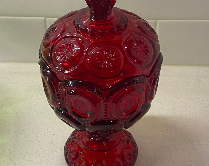 Moon and Stars Candy or Compote Dish in Ruby Red - Etsy