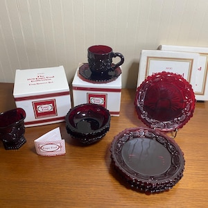 1876 Cape Cod Collection Vintage by Avon Ruby Red Glass MANY OPTIONS ...