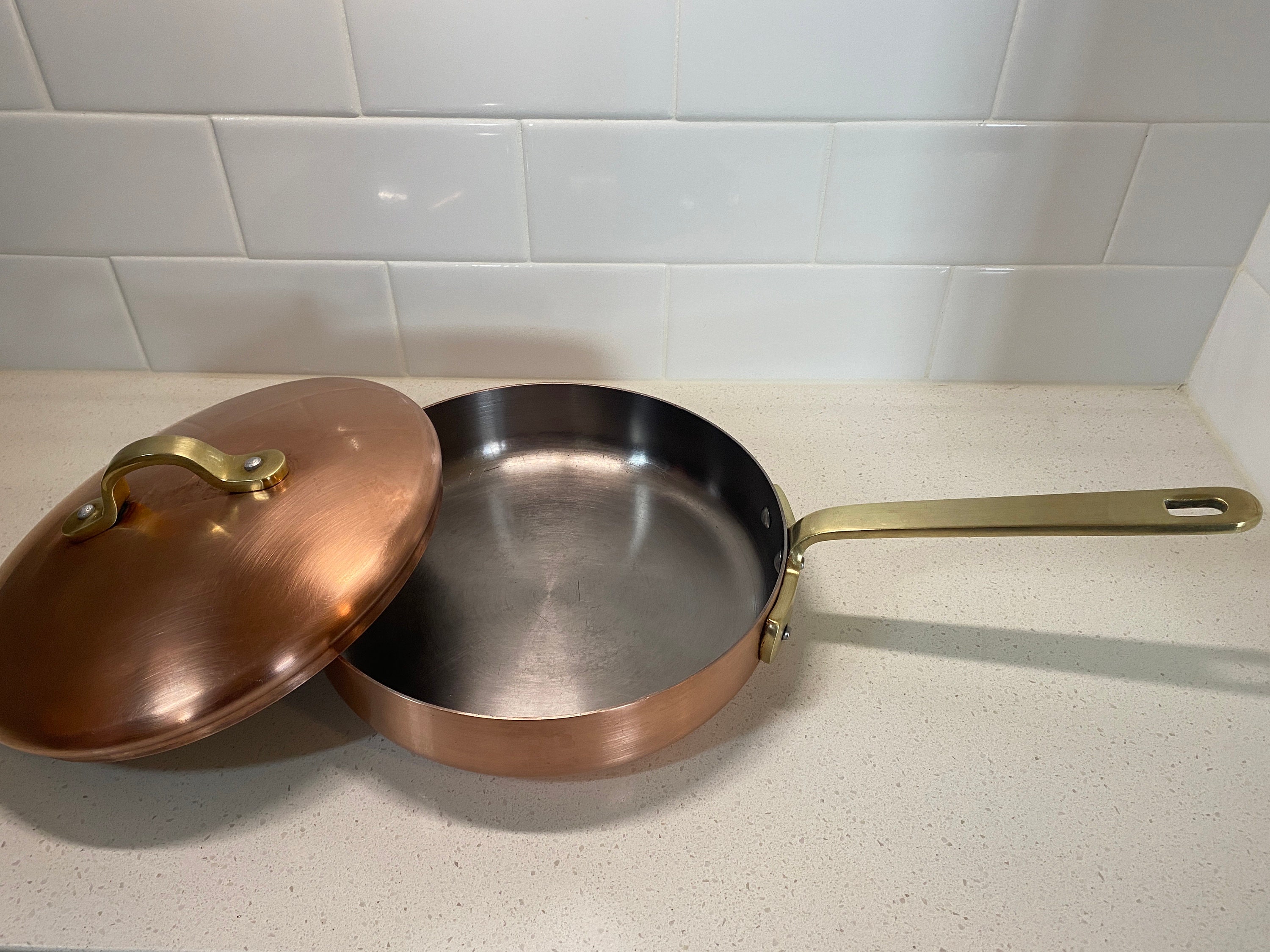 Castle Copper Pan With Lid & Brass Handles Ireland Vintage Chefs Pan - Etsy