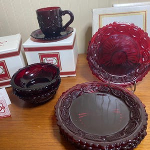 1876 Cape Cod Collection Vintage by Avon Ruby Red Glass MANY OPTIONS ...