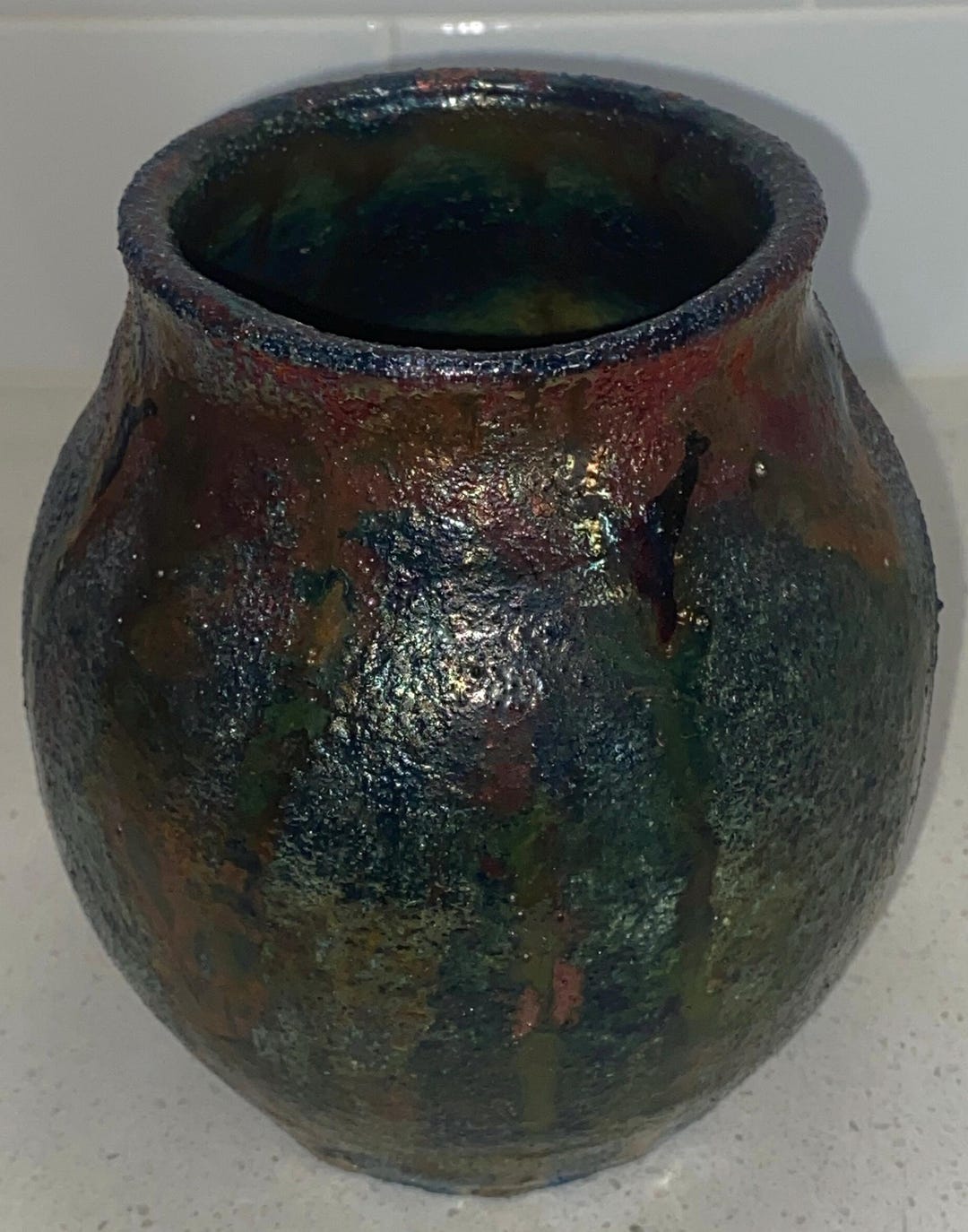 Raku Vase Coppery Metallic Tones Colors - Etsy