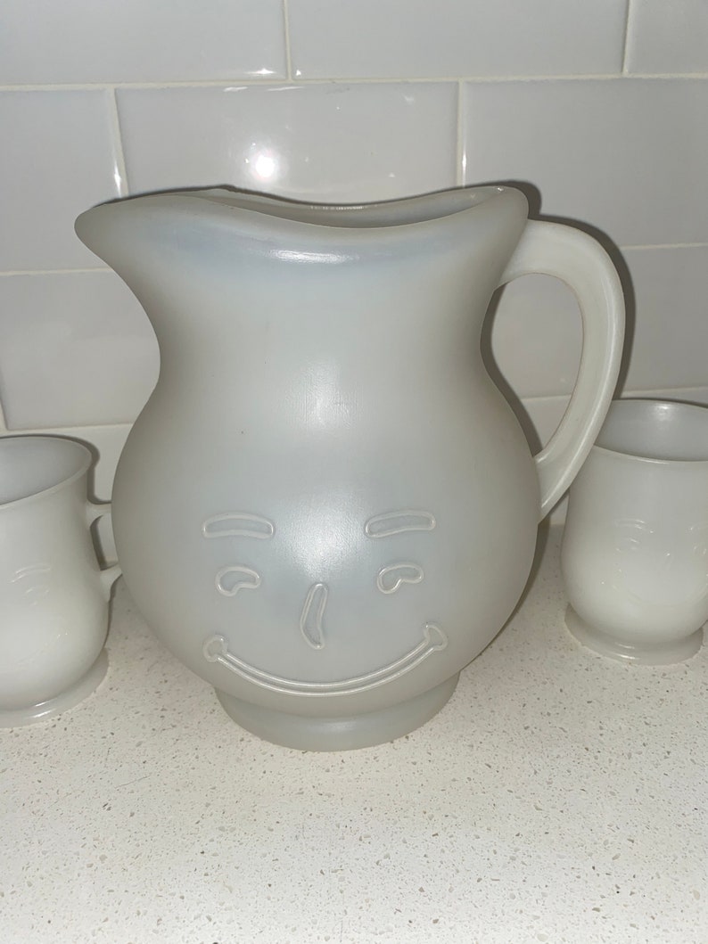 Kool-aid Pitcher and FOUR Kool-aid Cups SET Vintage - Etsy