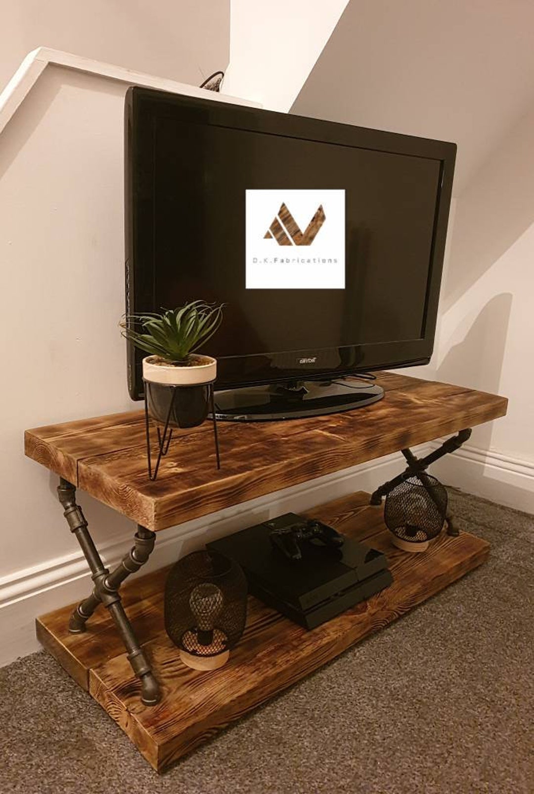 Industrial Tv Stand With Iron Pipe Fittings - Etsy UK