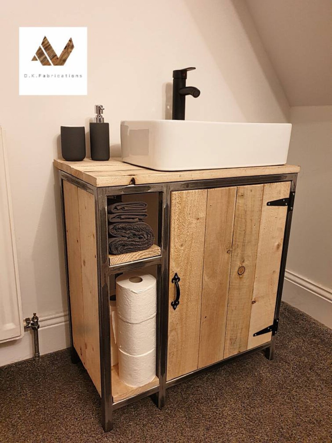 Rustic Industrial Vanity Unit - Etsy