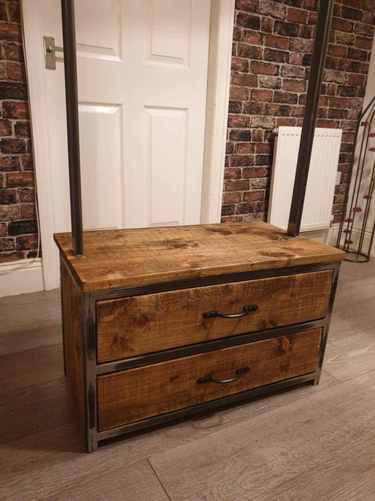 Industrial Clothes Rail With Drawers Rustic Unique - Etsy UK