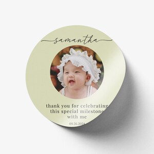 Personalised Christening/baptism Photo Round/circle Stickers, Custom ...