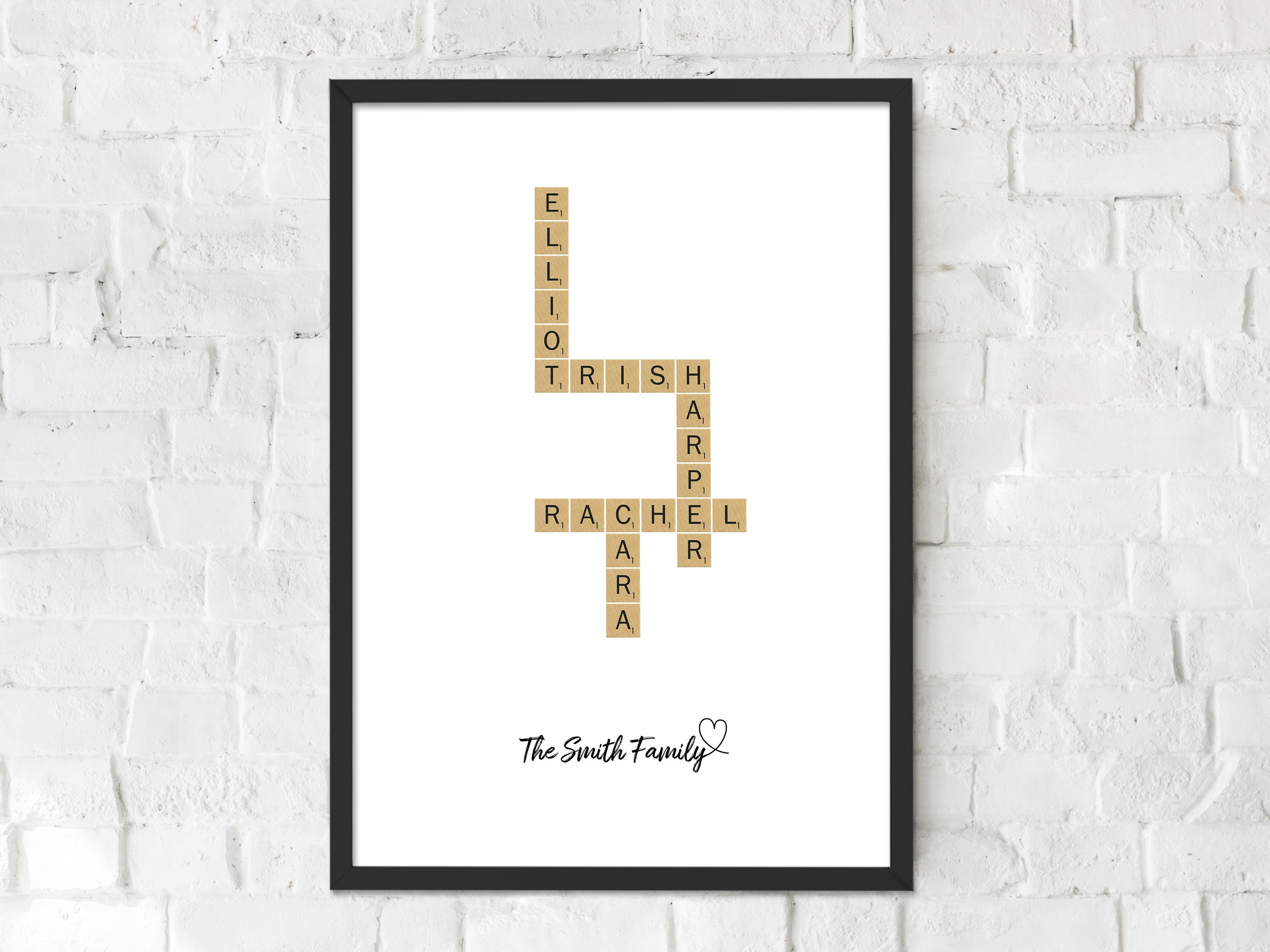 Personalised Word Search Scrabble Print Family Artwork - Etsy