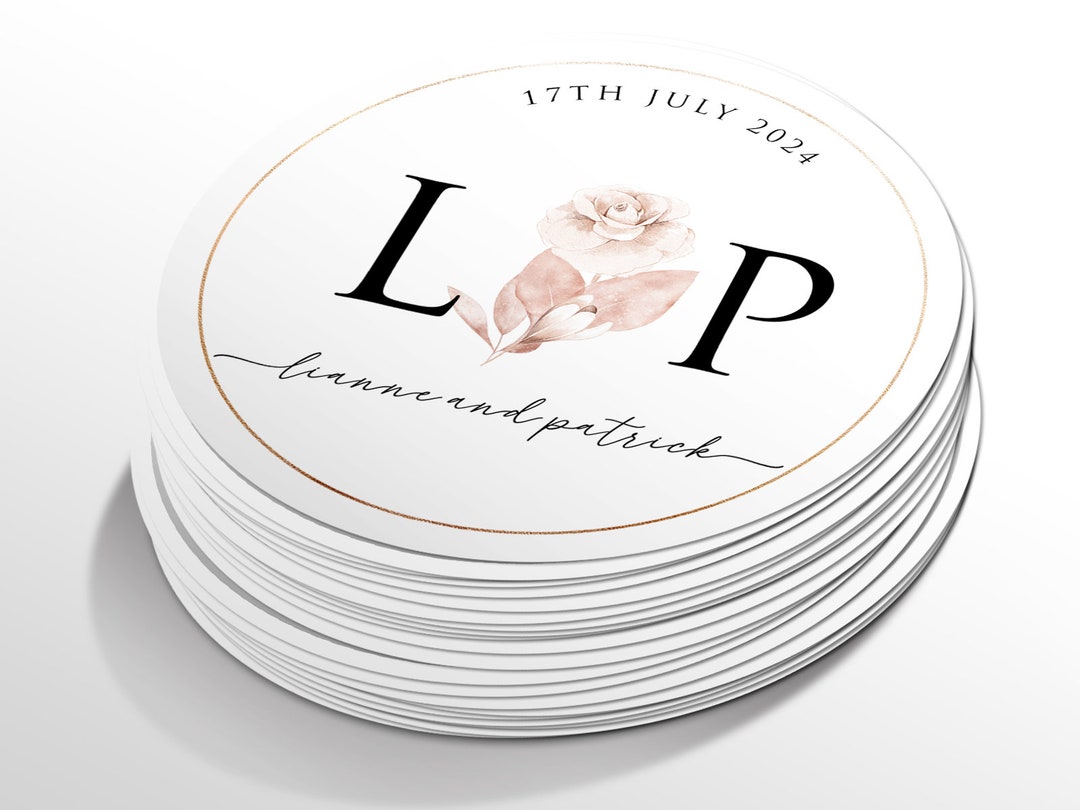 Personalised Wedding Round/circle Stickers, Custom Labels, Custom Sizes ...