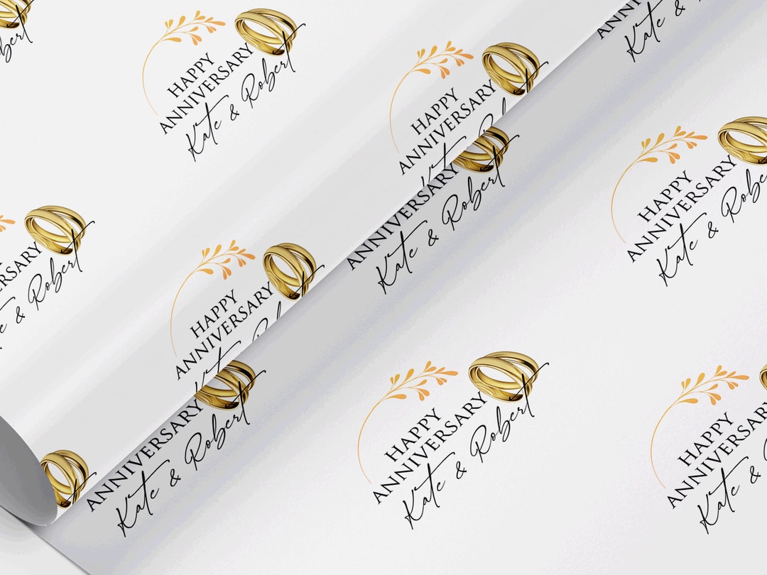 Personalised Happy Anniversary Gift Wrap, Custom Wrapping Paper ...
