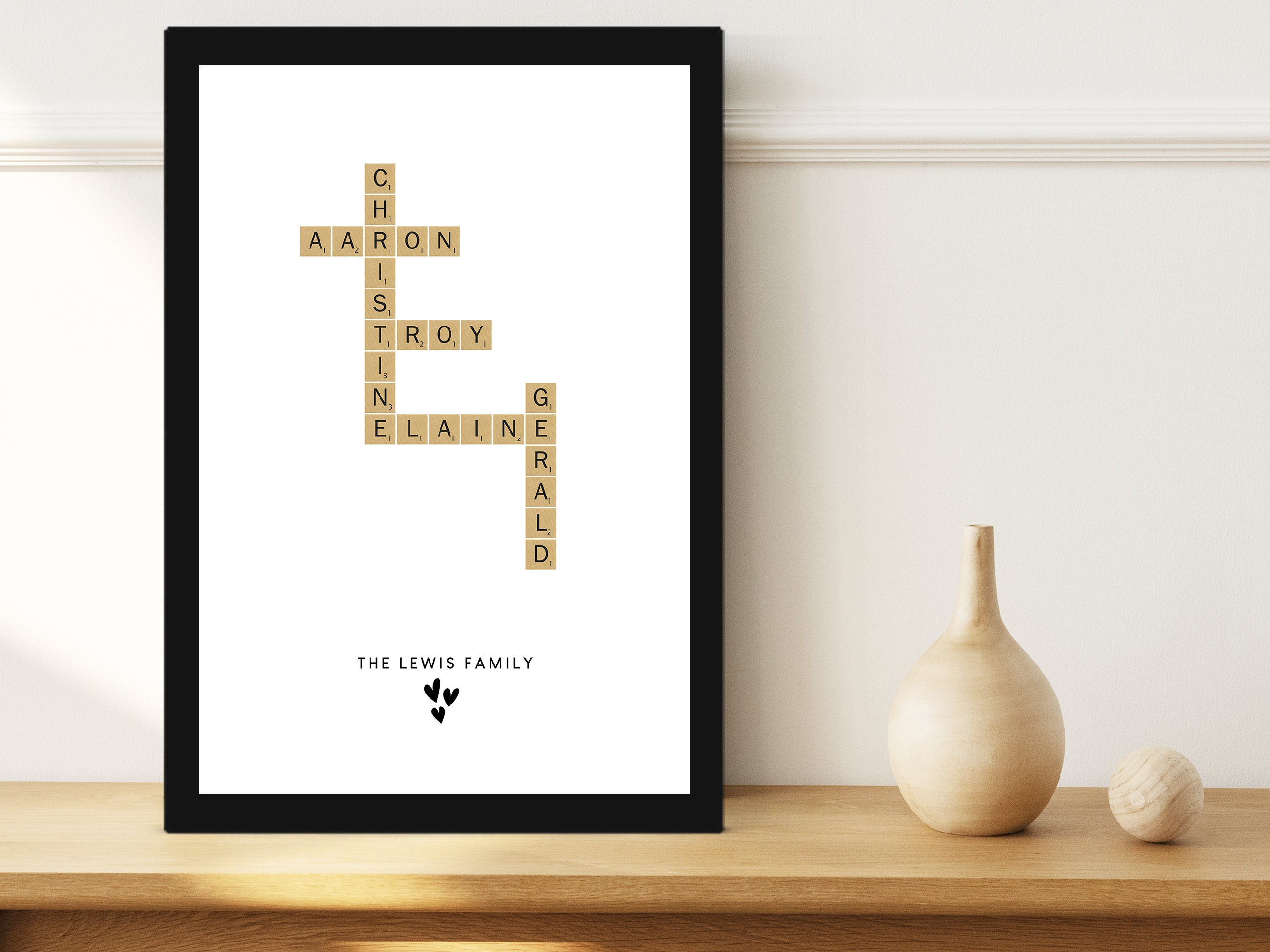 Personalised Word Search Scrabble Print Family Artwork - Etsy