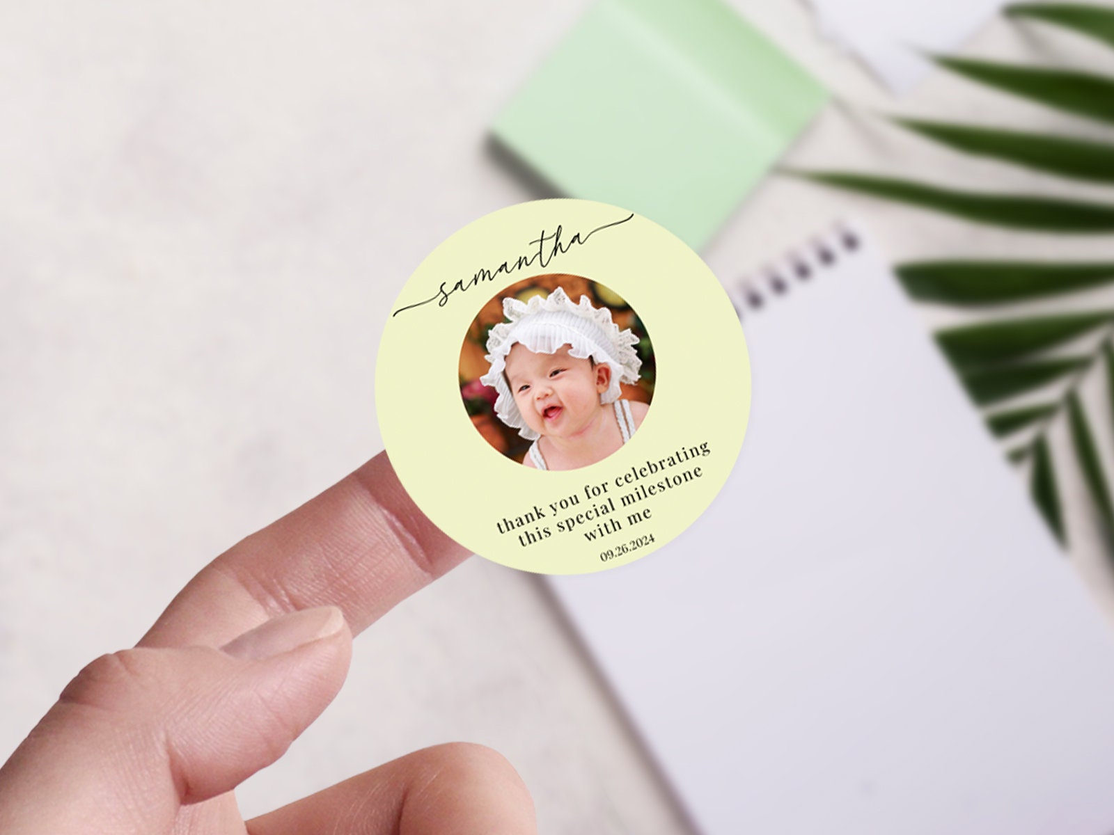 Personalised Christening/baptism Photo Round/circle Stickers, Custom ...