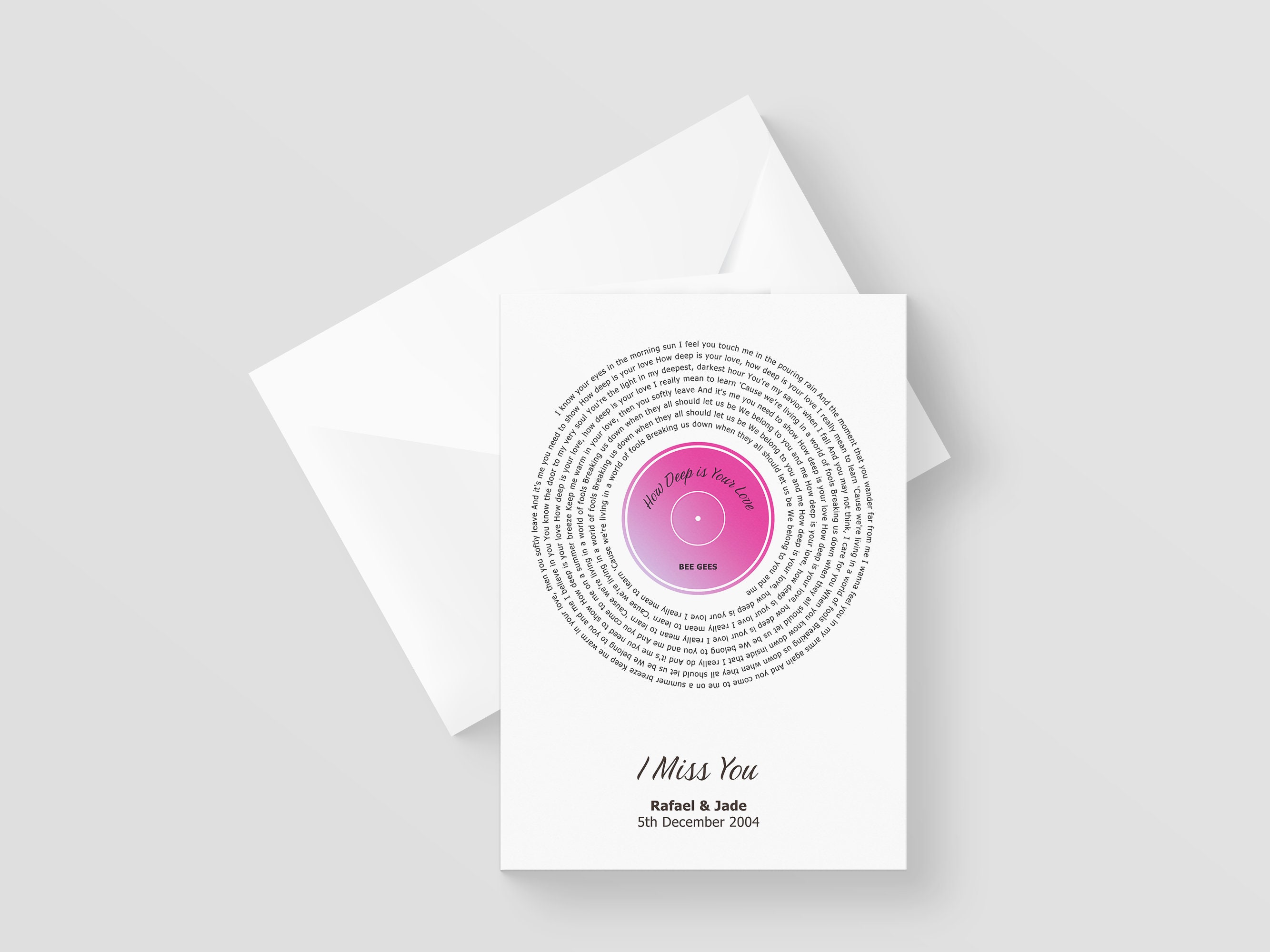 Personalised Vinyl Lyric Greeting Card A5, Special Song, Anniversary ...