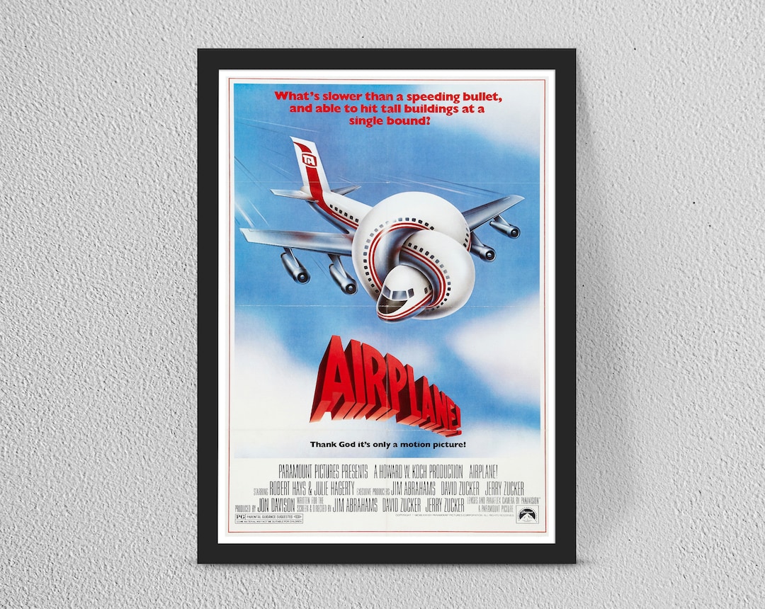 Airplane Movie Poster- Vintage Home Decor Wall Art - Framed/unframed ...