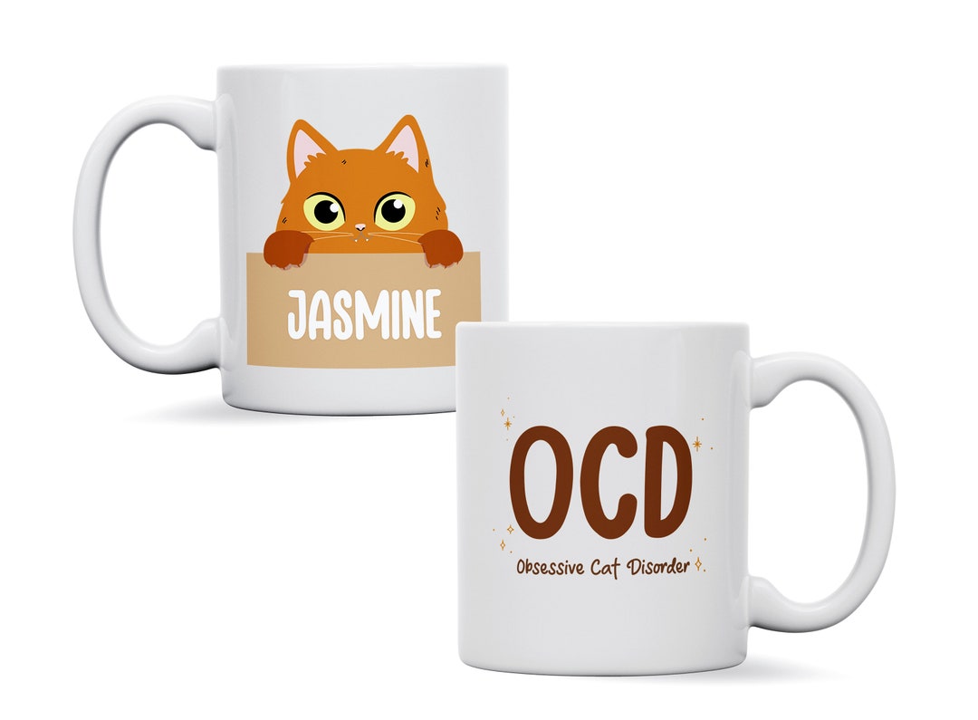 Personalised Mug 'OCD Cat' Funny Spoof Coffee/tea Mug. Giftware, Custom ...