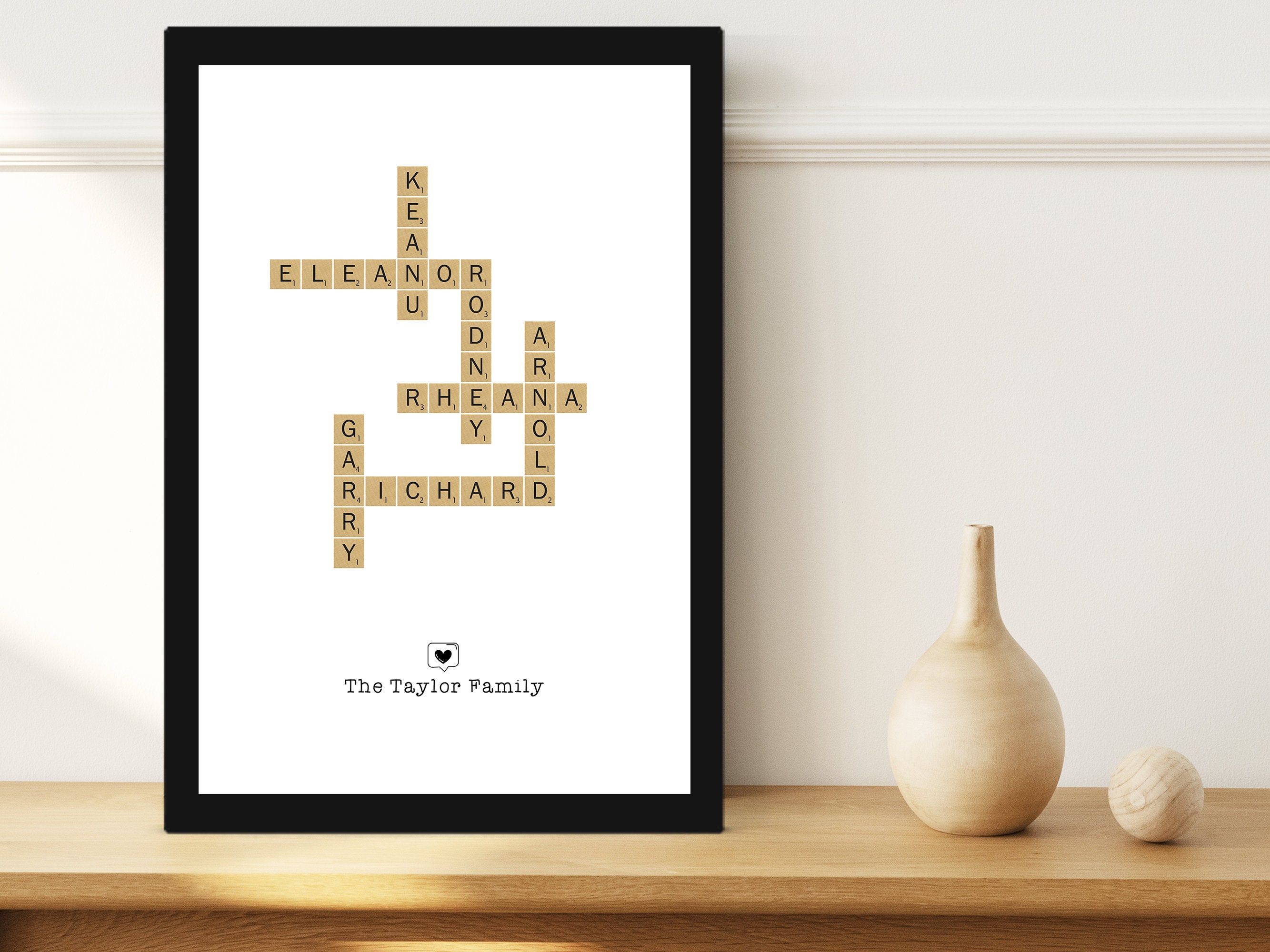 Personalised Word Search Scrabble Print Family Artwork - Etsy