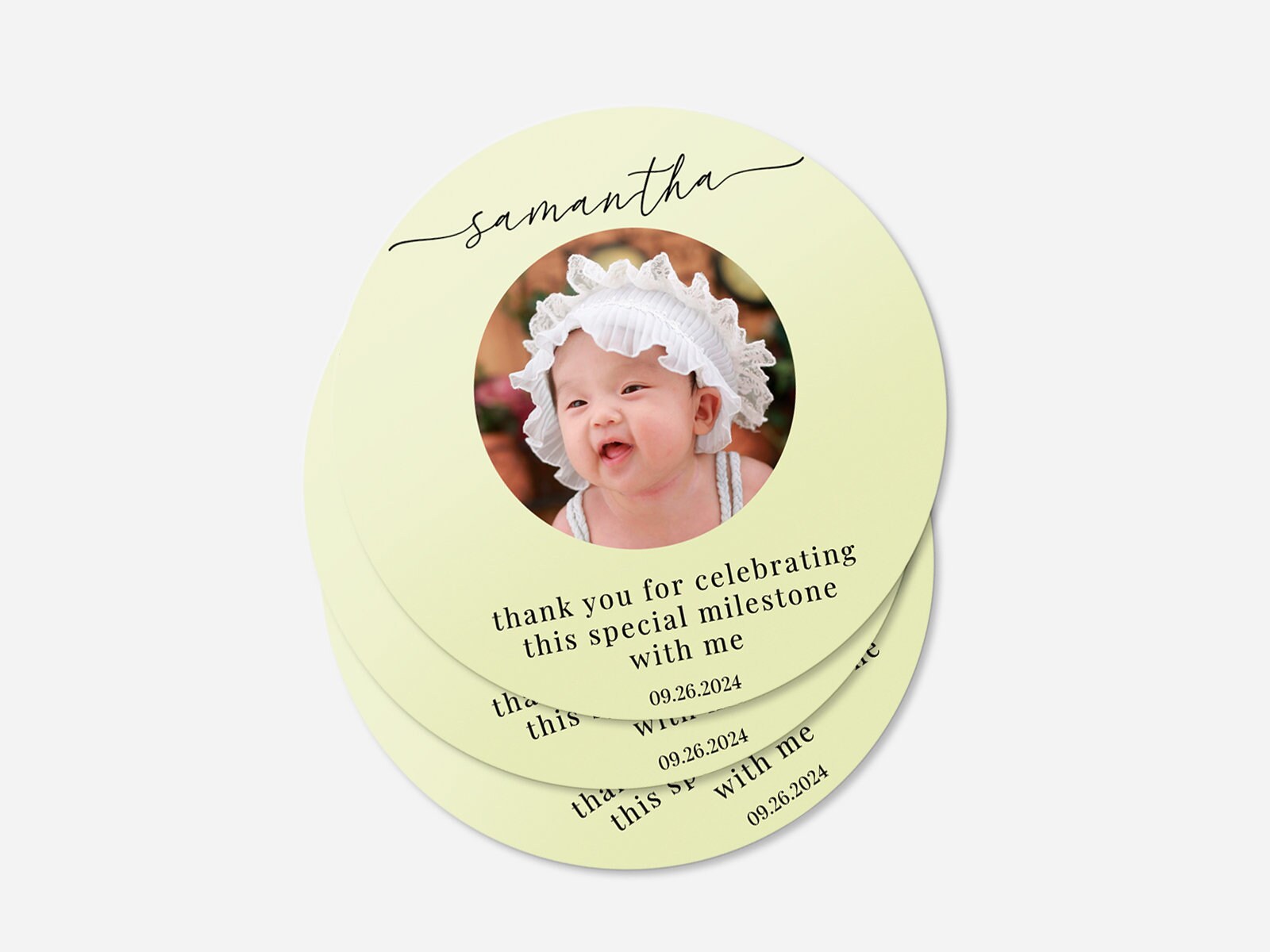 Personalised Christening/baptism Photo Round/circle Stickers, Custom ...