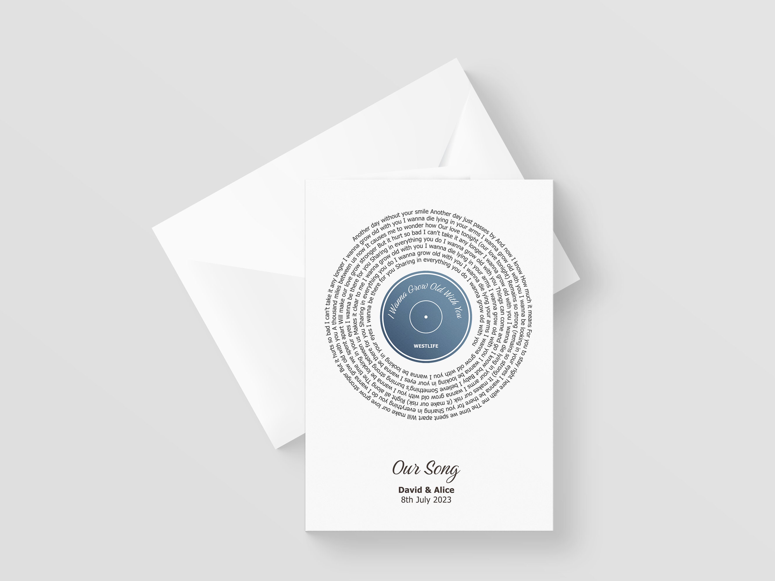 Personalised Vinyl Lyric Greeting Card A5, Special Song, Anniversary ...
