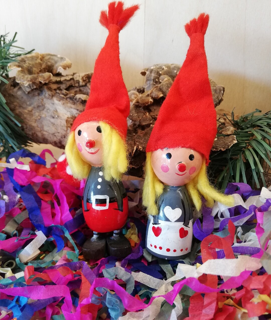 DANISH ELVES DESIGN Lovely Christmas Composition 1960s Pair Collectible ...