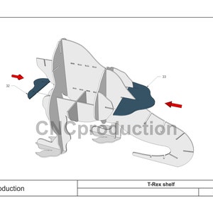 T-REX SHELF - Dxf Plan Laser Cutting File, Dinosaur Home Decor Interior ...