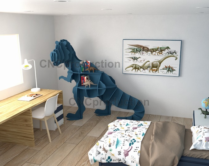 Kids Bookshelf Dinosaur Decor T-rex Bookcase Childrens Nursery Shelf - Etsy