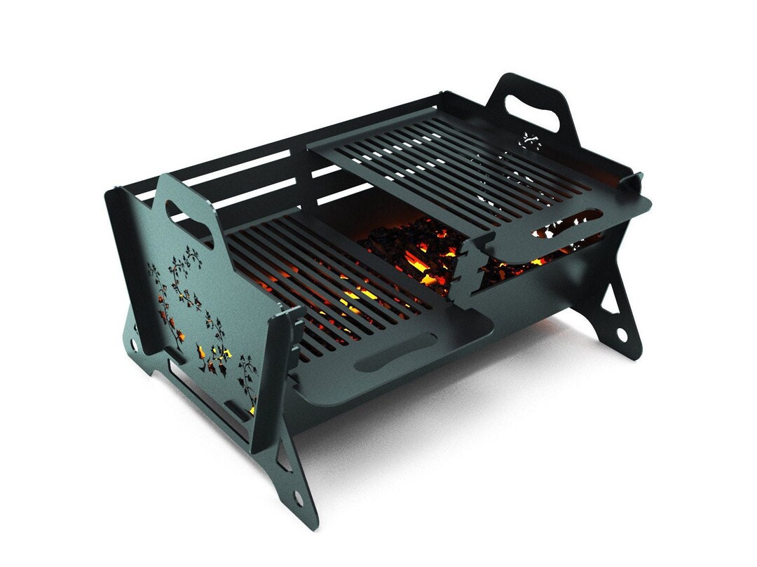 Fire Pit Adjustable Grilles Dxf Plan, Collapsible Bbq, Template for ...