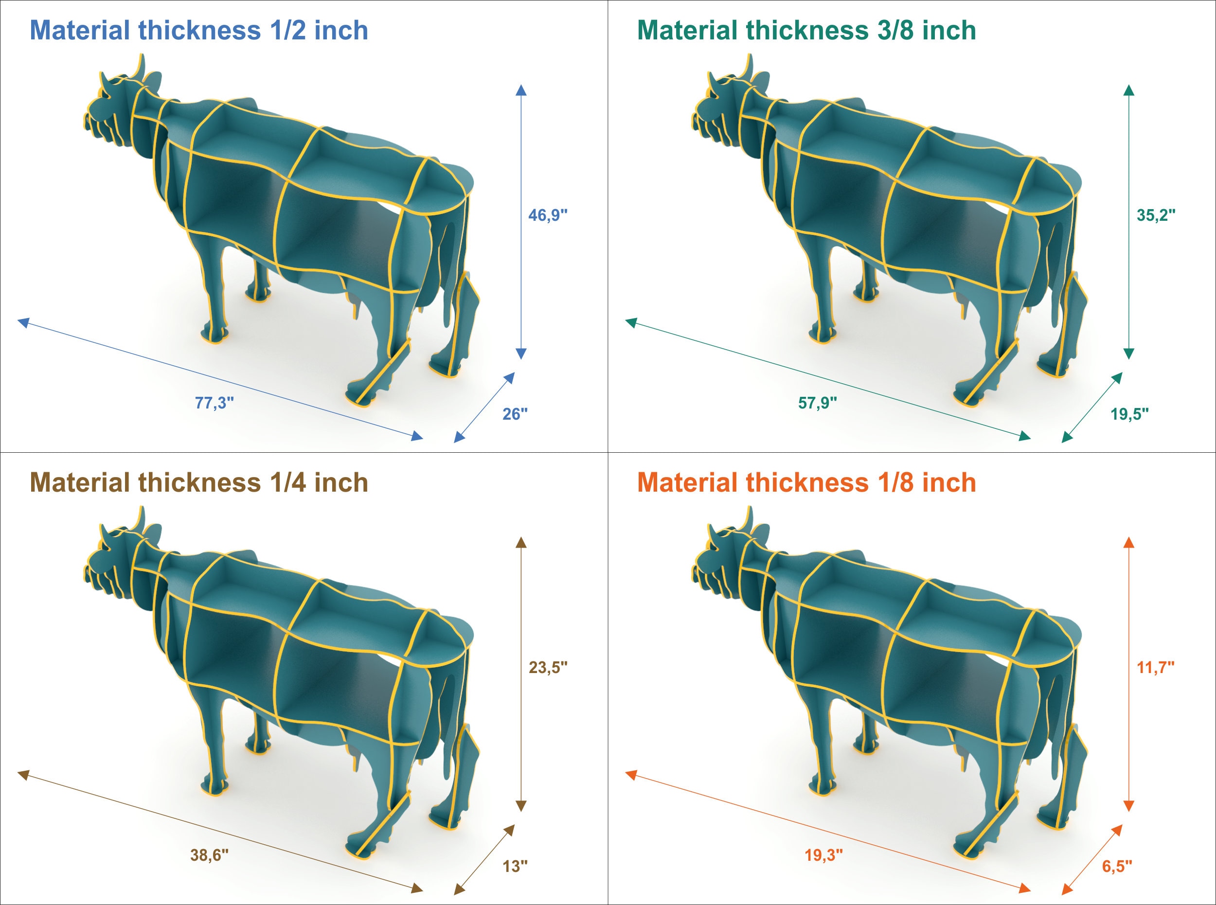 COW SHELF dxf plan laser cutting file home decor interior | Etsy
