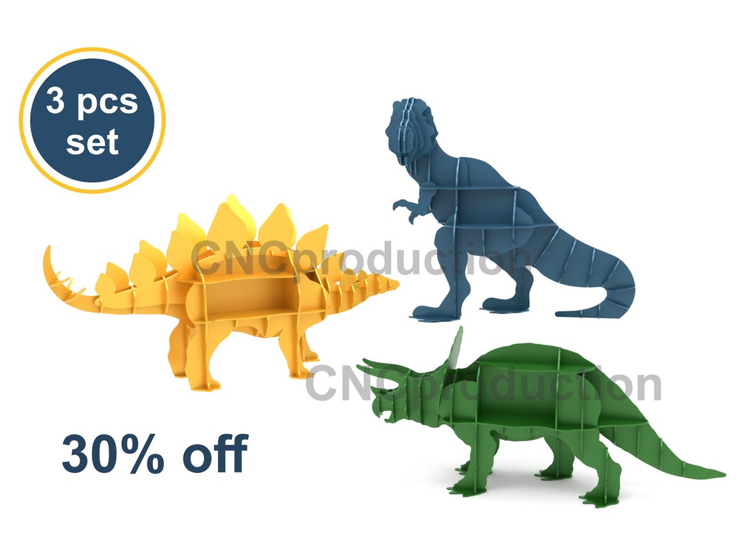 DINOSAURS Shelves Pack - T-rex, Triceratops, Stegosaurus Dxf Plan for ...