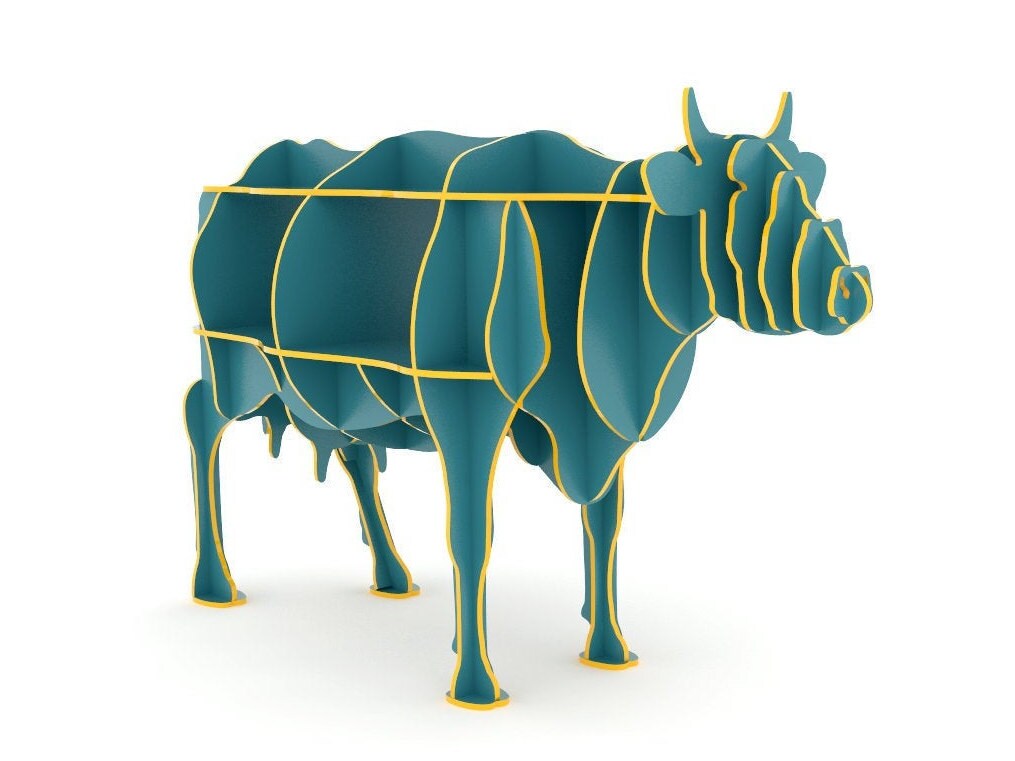 COW SHELF dxf plan laser cutting file home decor interior | Etsy