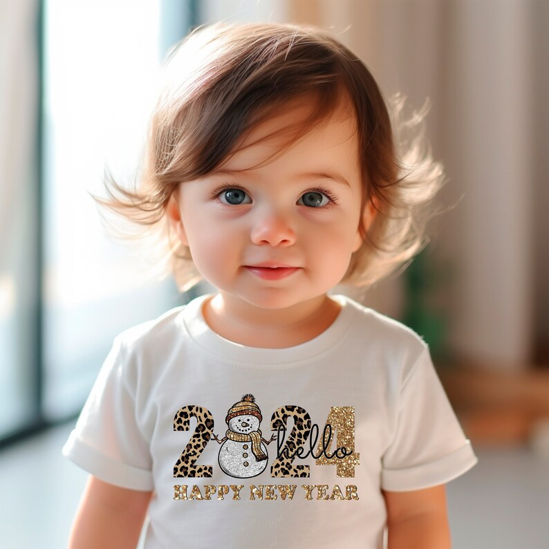 Hello 2024 New Year PNG, Happy New Year Sublimation Design, Glitter Snowman, Leopard and Gold ...