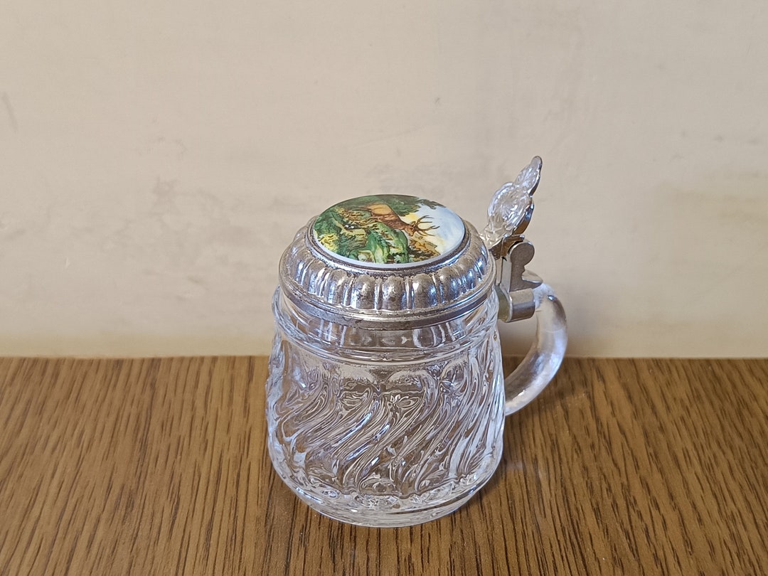 Glass Mini Beer Stein With Pewter Lid, German Souvenir, BMF ...