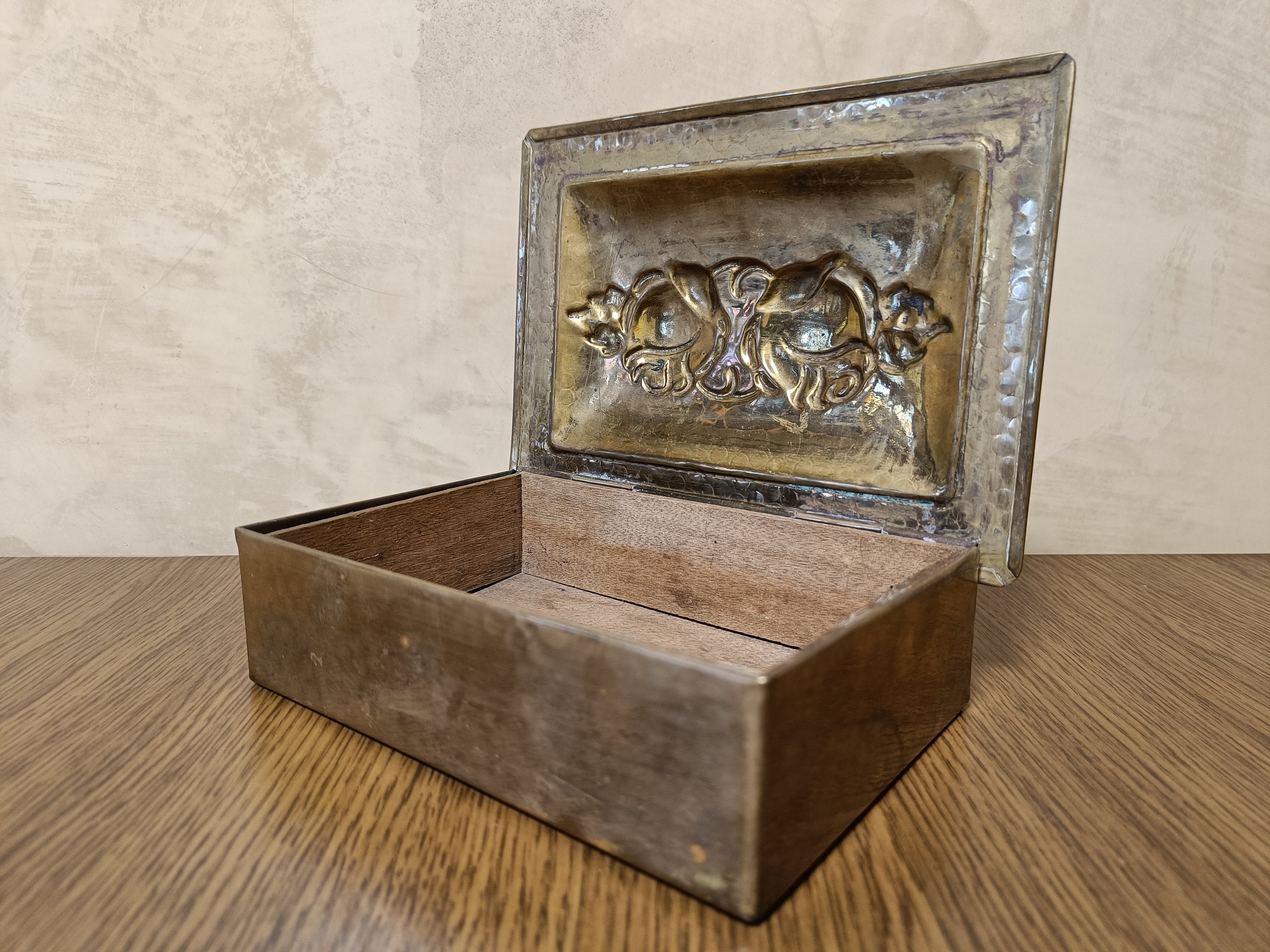 Vintage Brass Casket Box, Jewelry Storage Box 60s With Hinged Lid, Boho ...