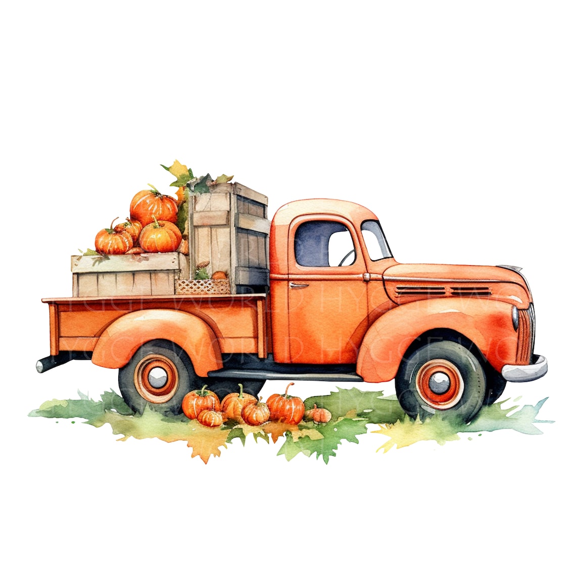 Cartoon Old Truck With Pumpkins Clipart Fall PNG Autumn - Etsy