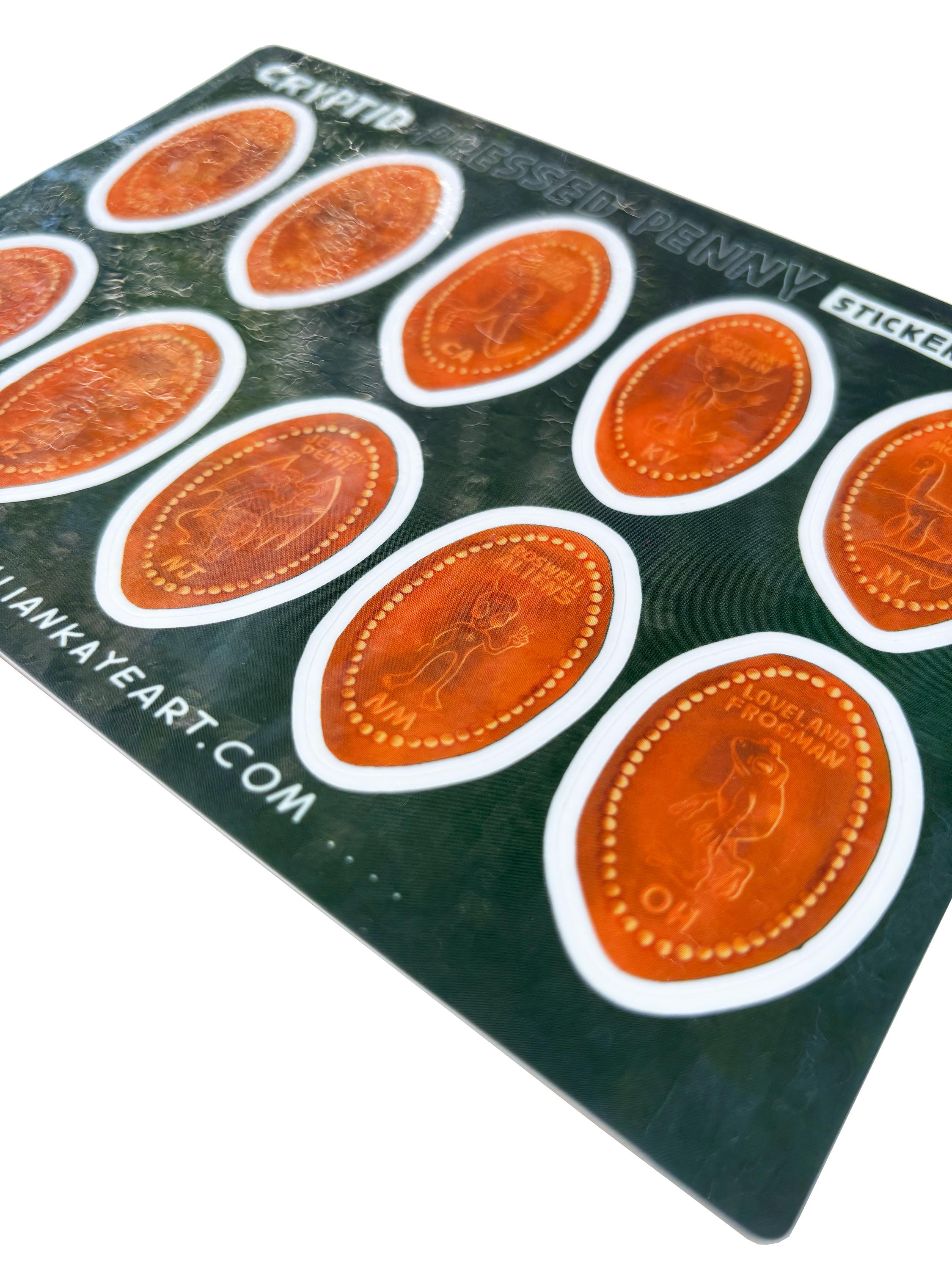 Pressed Penny U.S. Cryptid Sticker Sheet | 5x7 Transparent Vinyl ...