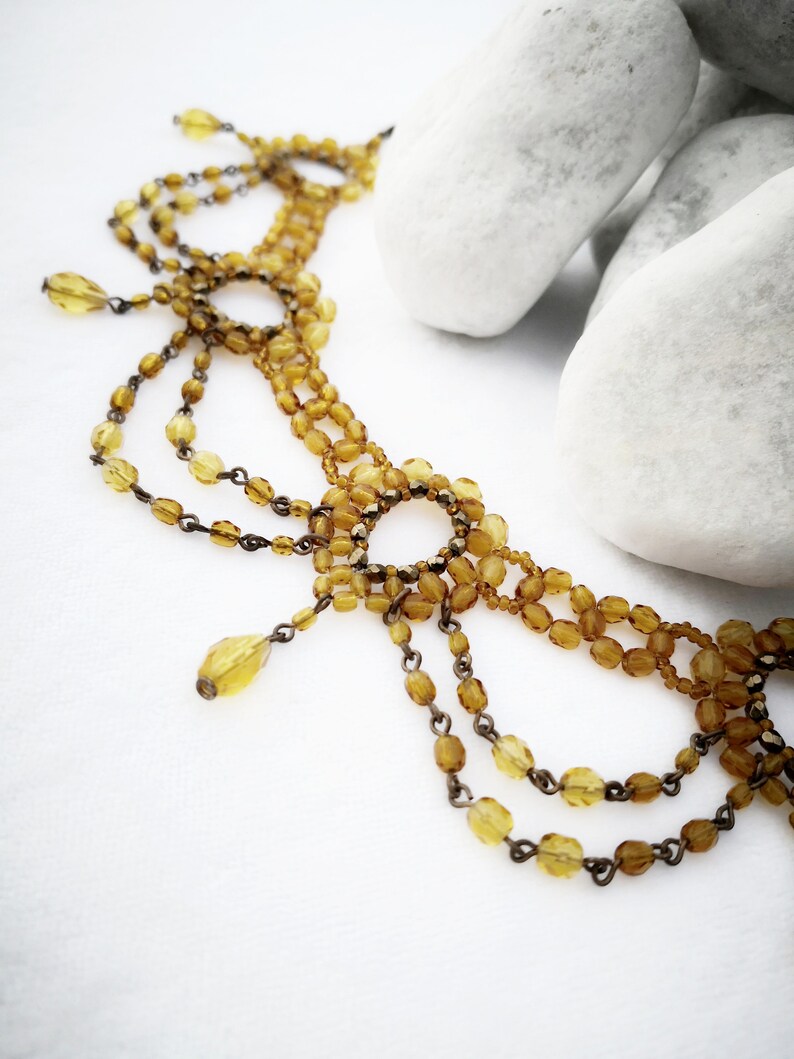 Victorian Necklace in Amber Color Crystal Wedding Choker - Etsy