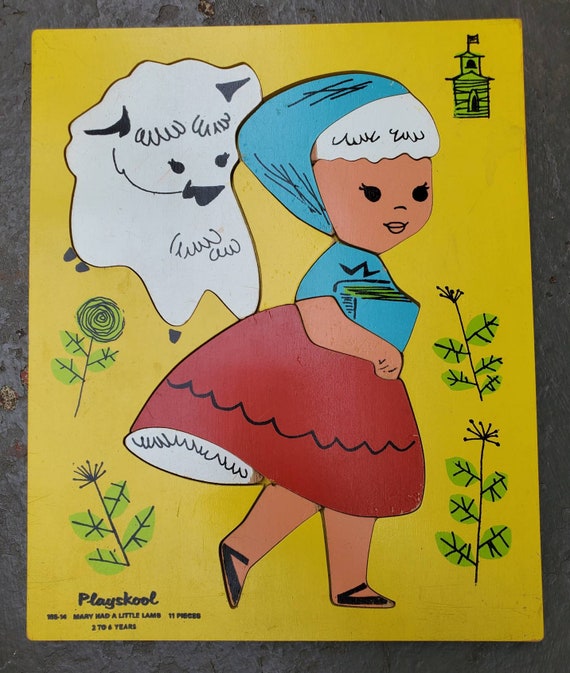 Playskool Mary Had A Little Lamb Vintage Wooden Colorful Art | Etsy