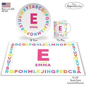 Personalized Alphabet Plate Set for Kids | Cute ABC Themed Plate for ...