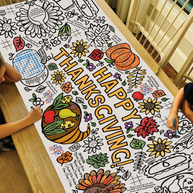 Thanksgiving Coloring Mural - Etsy